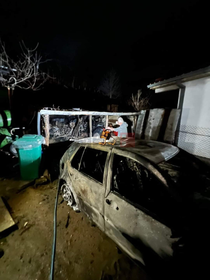 Запалени возило и гаража во Кавадарци